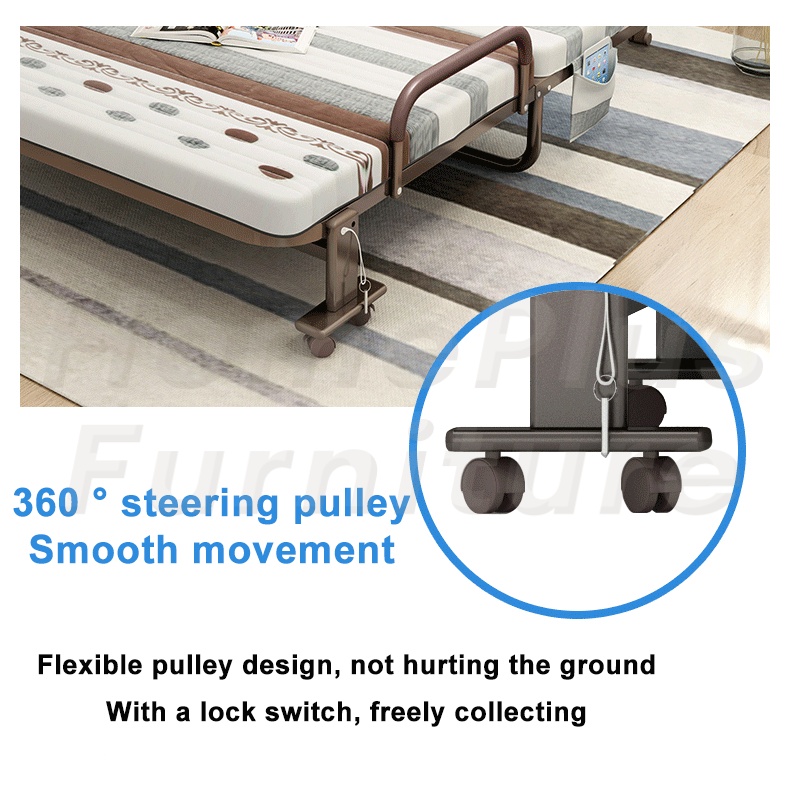 Folding Bed With Mattress Metal Folding Single Bed With Wheels Portable ...