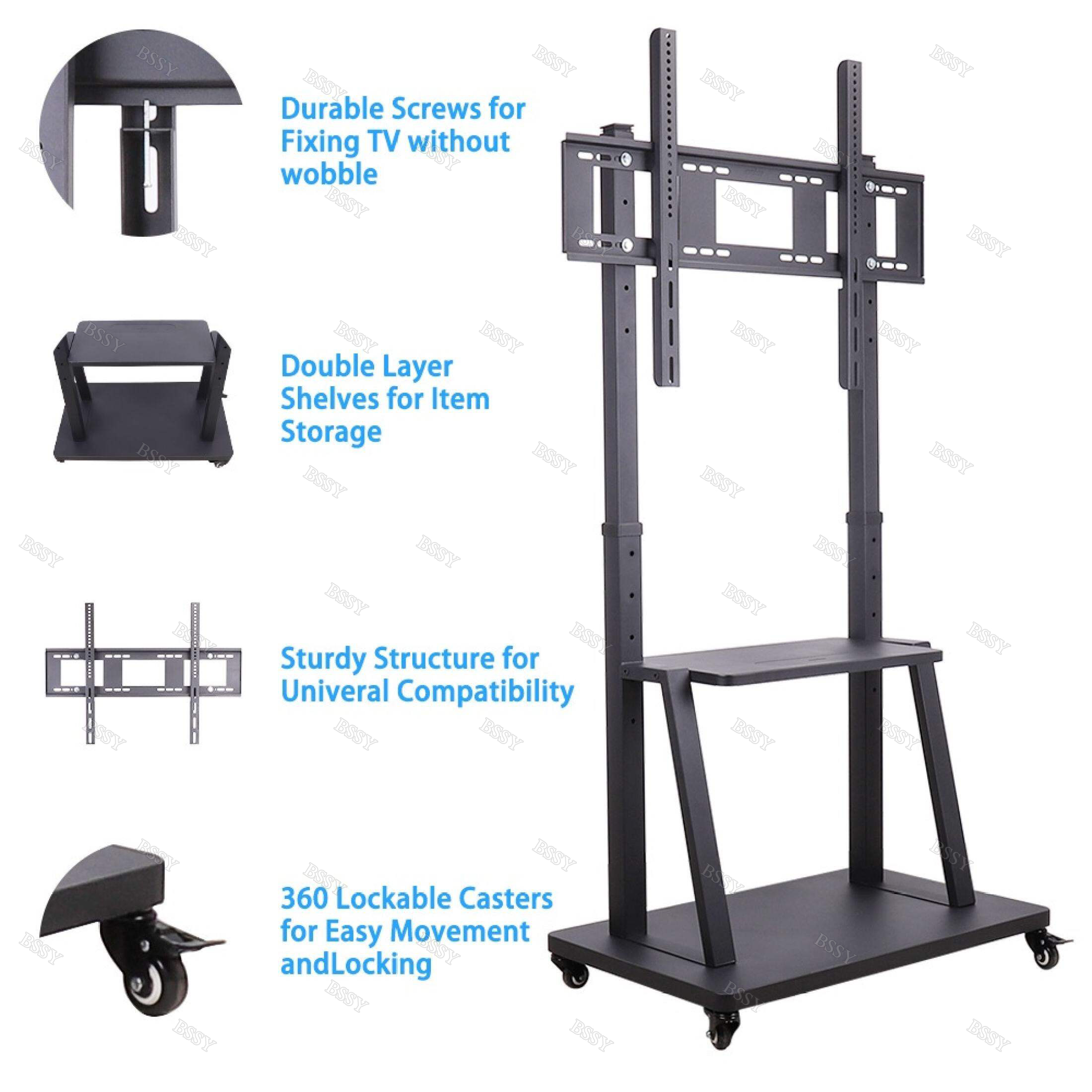 TV Stand LCD Monitor Stand 30-90 Inch Screen Floor Movable With Tray 15 ...