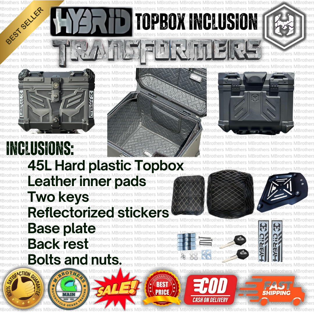 Topbox Only HYBRiiD Transformer 45 Liters Hard Plastic Top Box Helmet ...