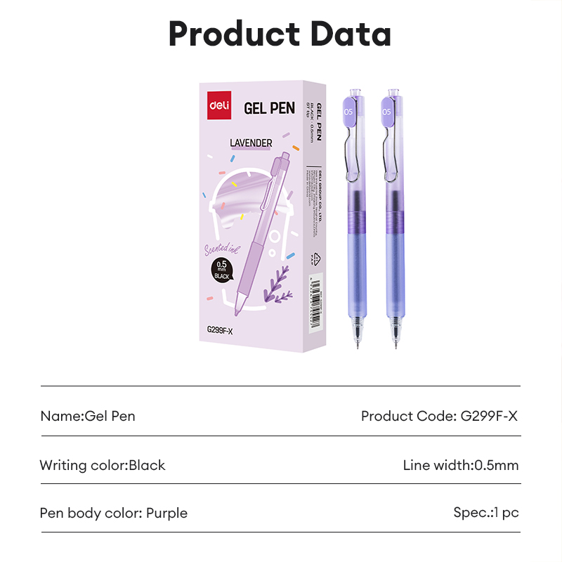 Deli 0.5mm Scented Gel Pen Press Ballpen Scented Writing Black Ink ...