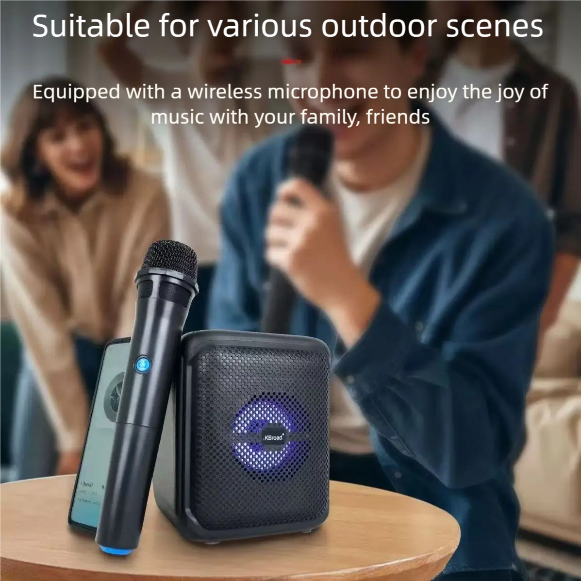 Free Wireless Microphone Bluetooth Speaker 4 Inch Karaoke Speaker Flash Light High Quality ...