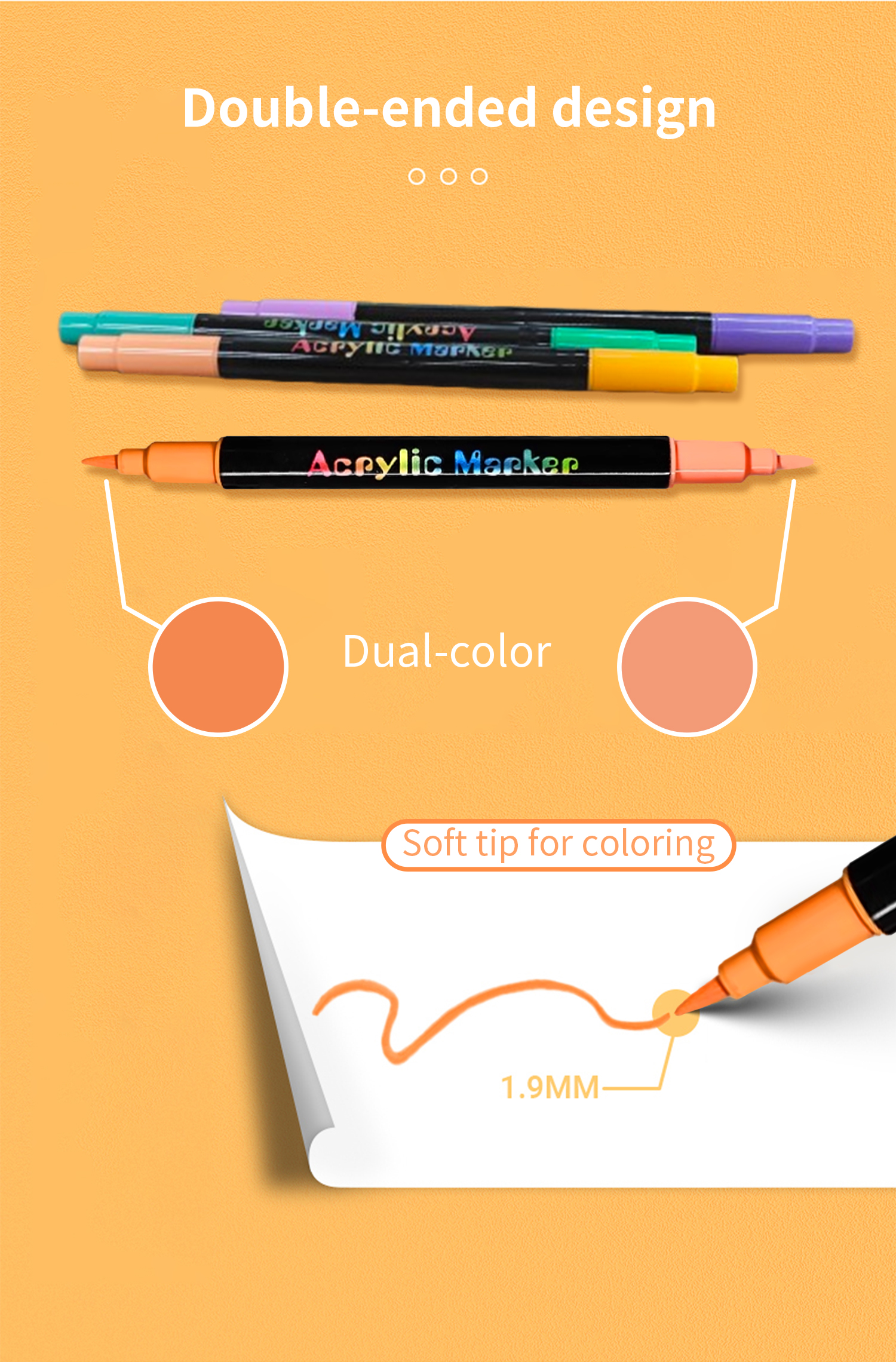 Hightune Dual-Head two-color Acrylic Marker Watercolor Brush Pen Set ...