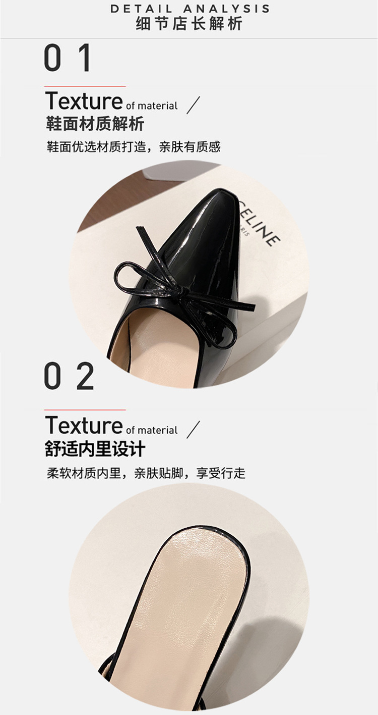 LYS Office fashion pointed toe high heels Bow leather women's sandals 1 ...