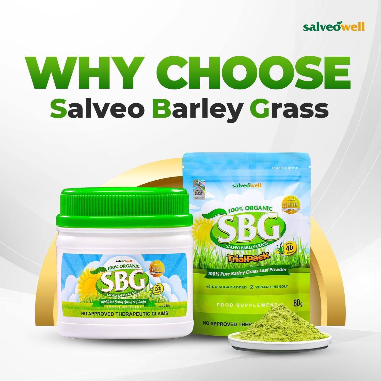 FOUR (4) SBG SALVEO BARLEY GRASS Powder in Trial Pack 80grams Food ...