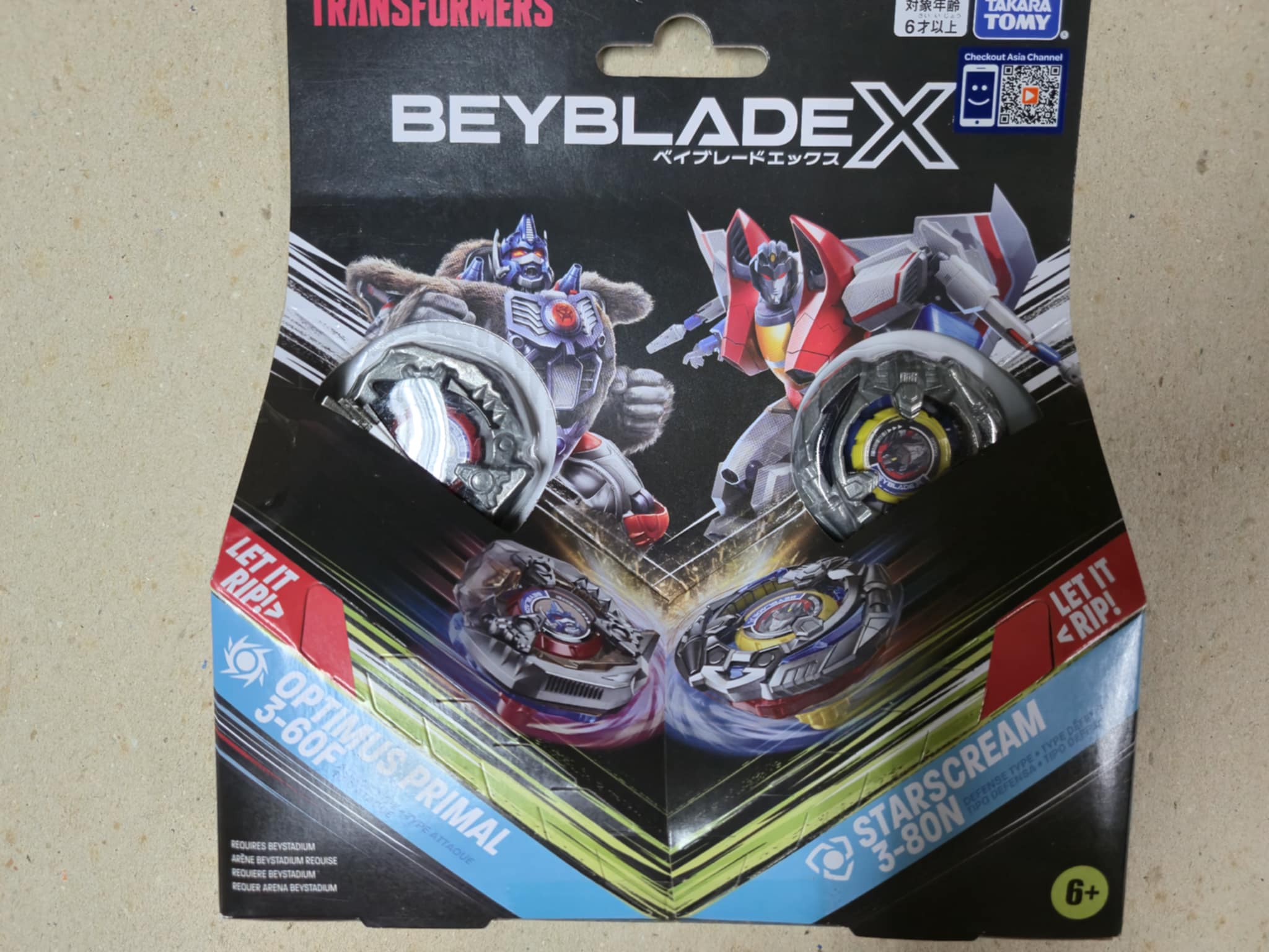 Beyblade X Transformers Collab Optimus Primal 3-60F vs. Starscream 3 ...