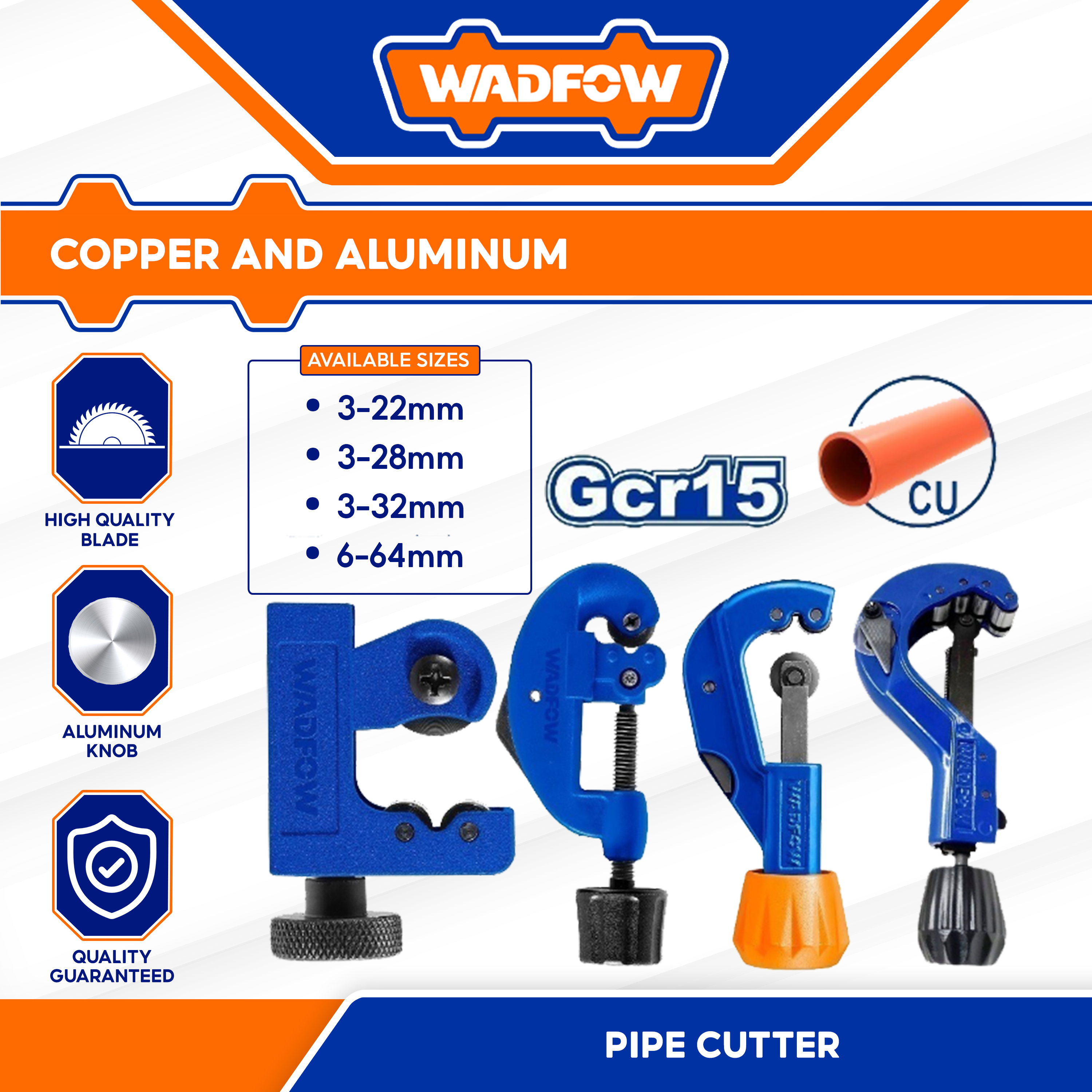 Wadfow Pipe Trimmer Cutting Tool Rotary Copper & Aluminum Tubing with ...