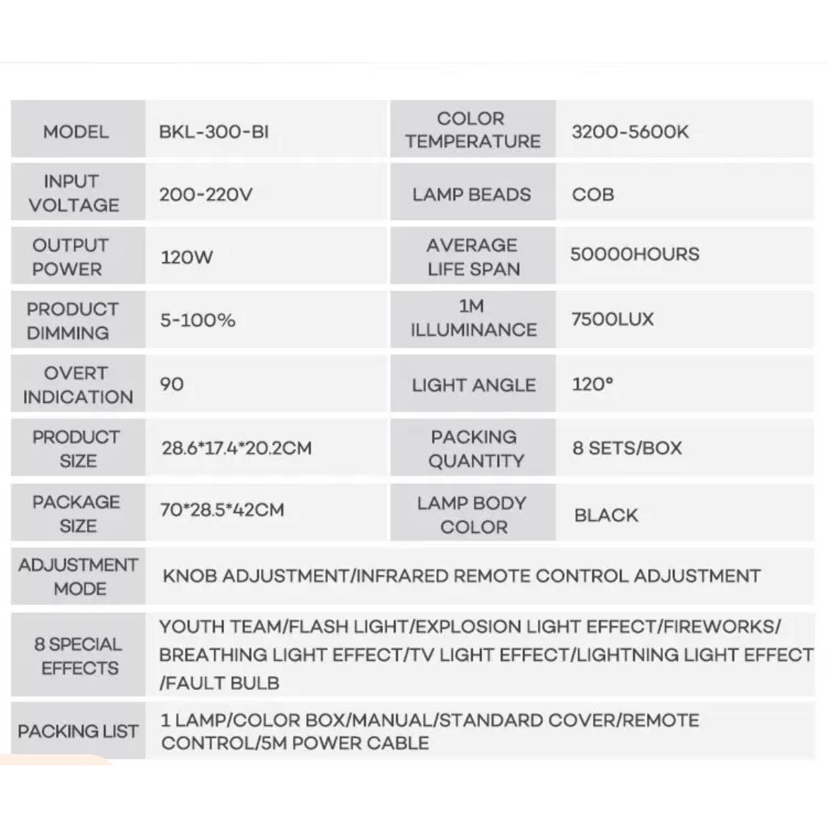 BKL-300W II Bi-Color Professional Studio Continuous Light 3200-5600K ...