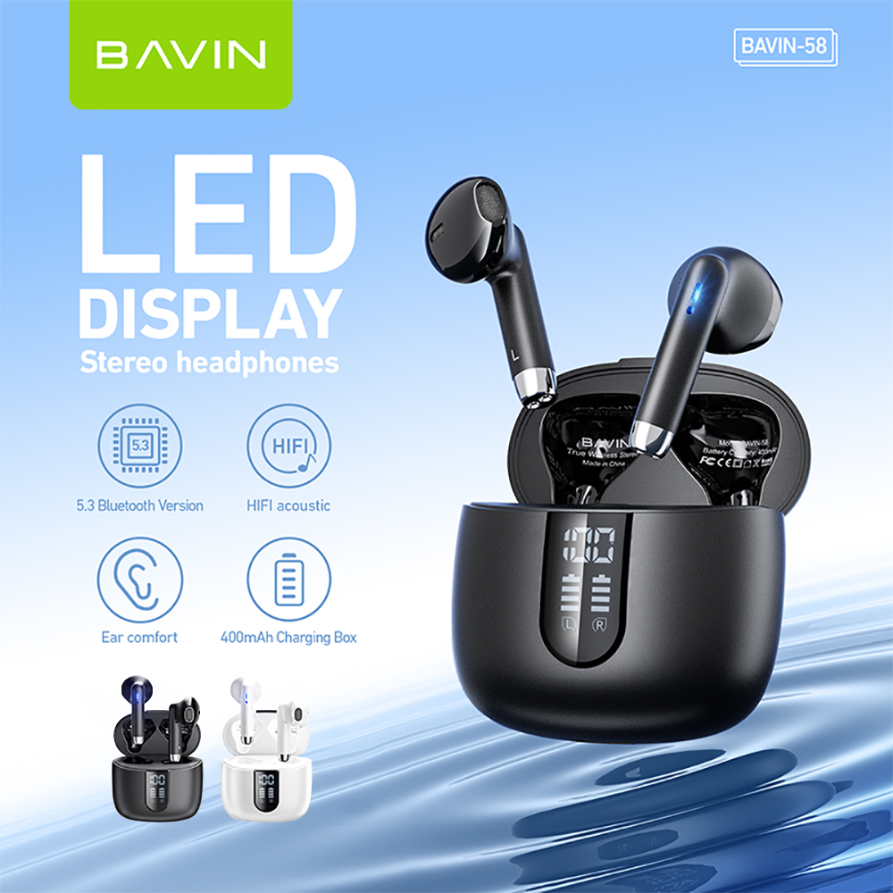BAVIN BA58 HiFi Wireless Bluetooth Stereo Sounds Earphone Earbuds W ...