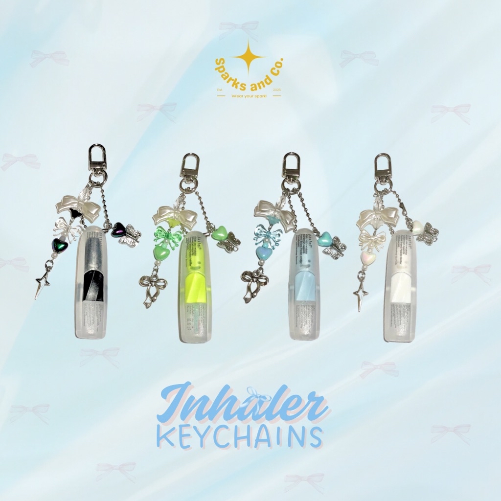 𝗜𝗻𝗵𝗮𝗹𝗲𝗿 𝗞𝗲𝘆𝗰𝗵𝗮𝗶𝗻𝘀 Cute Coquette 2-in-1 Pastel Twin Releaf Inhaler ...