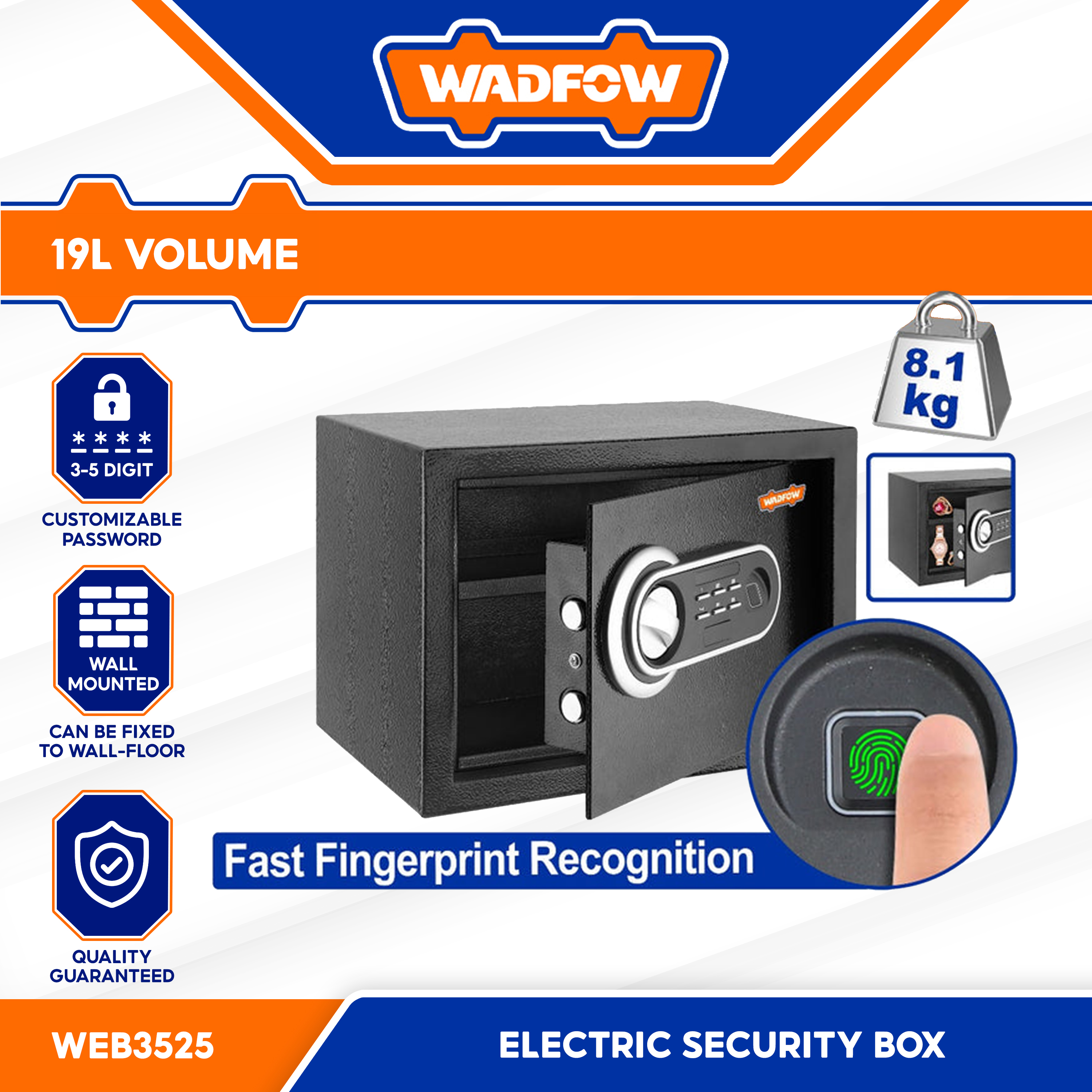 Wadfow Electronic Security Safety Box Vault 19Liters with Fast ...
