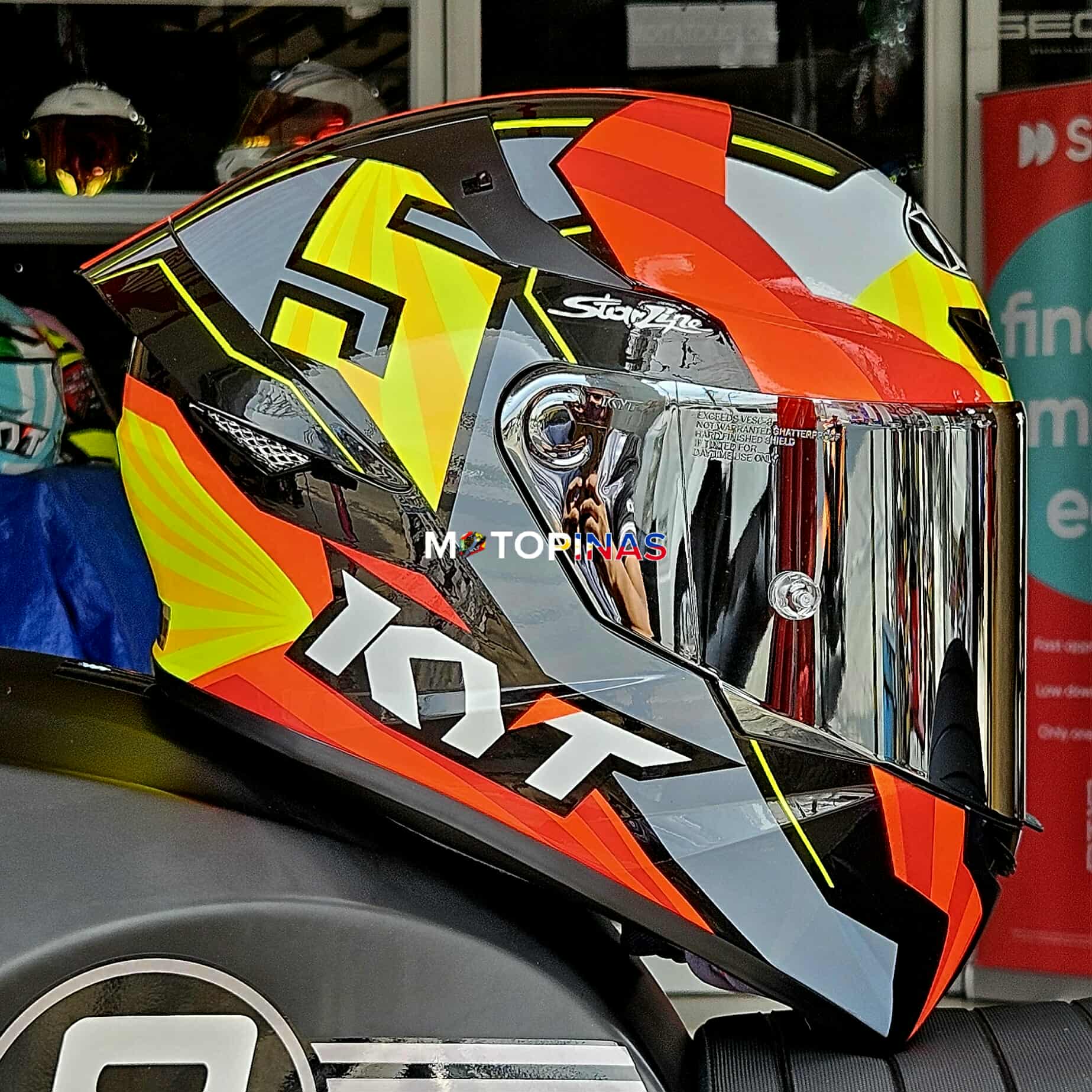 KYT TT-Course Flux Masia Fullface Helmet Single Visor and Iridium Lens ...