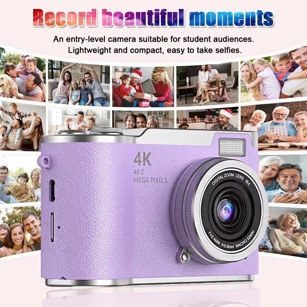 4K Digital Camera For Photography Vlogging 48MP HD Retro Digicam 8X ...