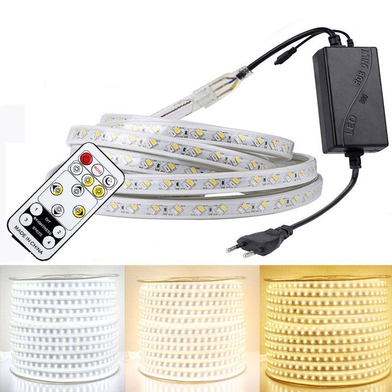 Remote control waterproof three-color LED light strip 10M / 20M| 220V ...