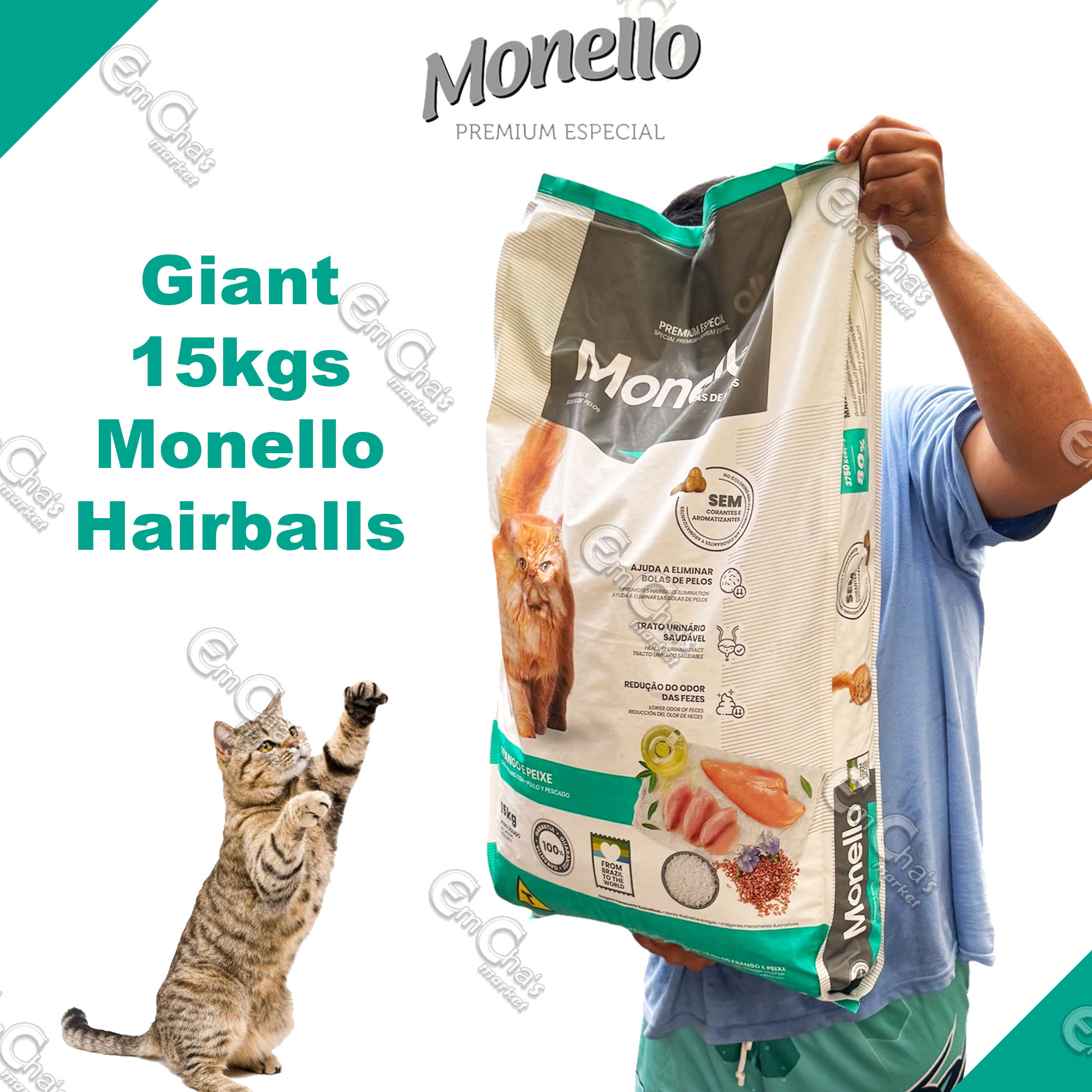 GIANT 15kgs MONELLO HAIRBALL Urinary Care Premium Cat Food Kitten Food ...