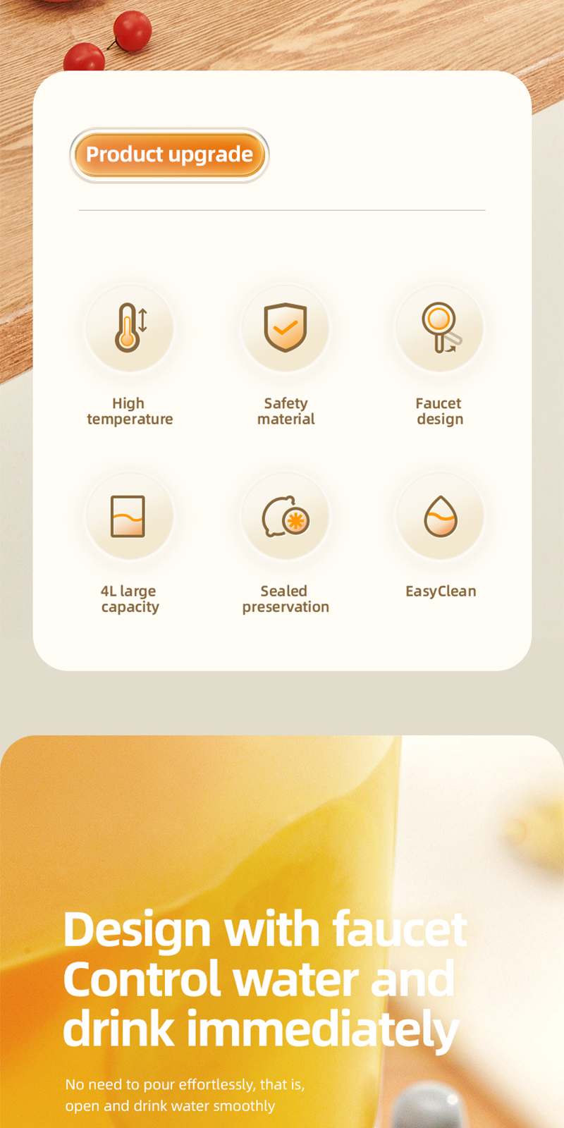 Ecoco Water Jug with Faucet Juice Dispenser 4L &Refrigerator Cold ...