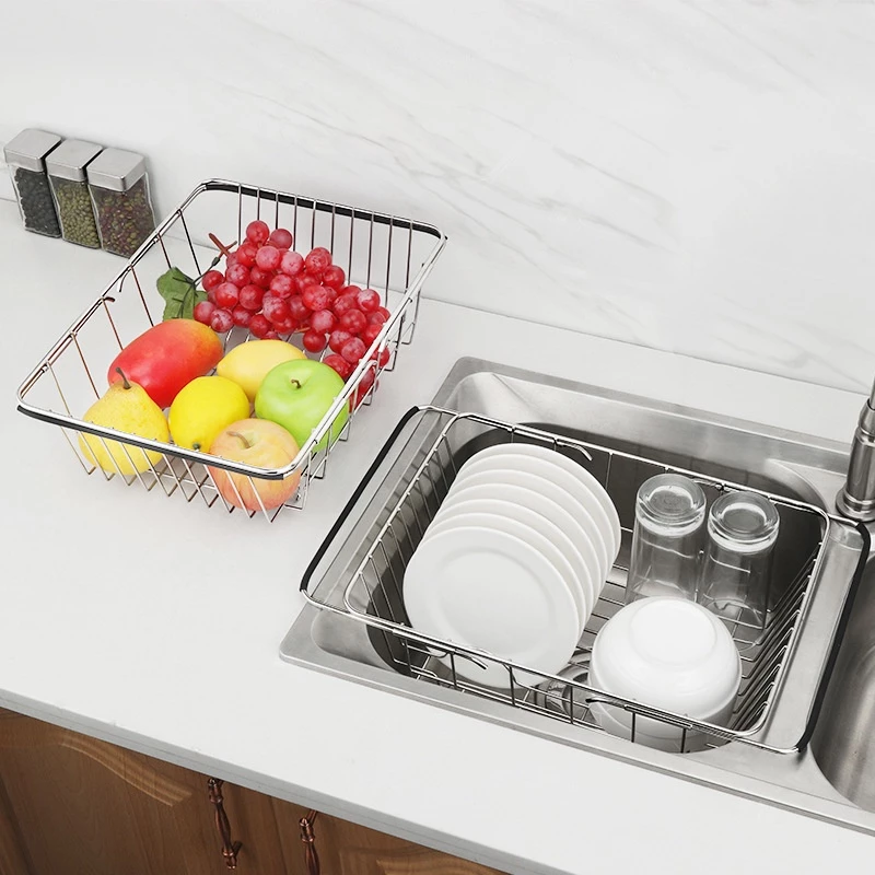 Stainless Steel Bowl Rack Sink Rack Drainage Platform Retractable Drain ...