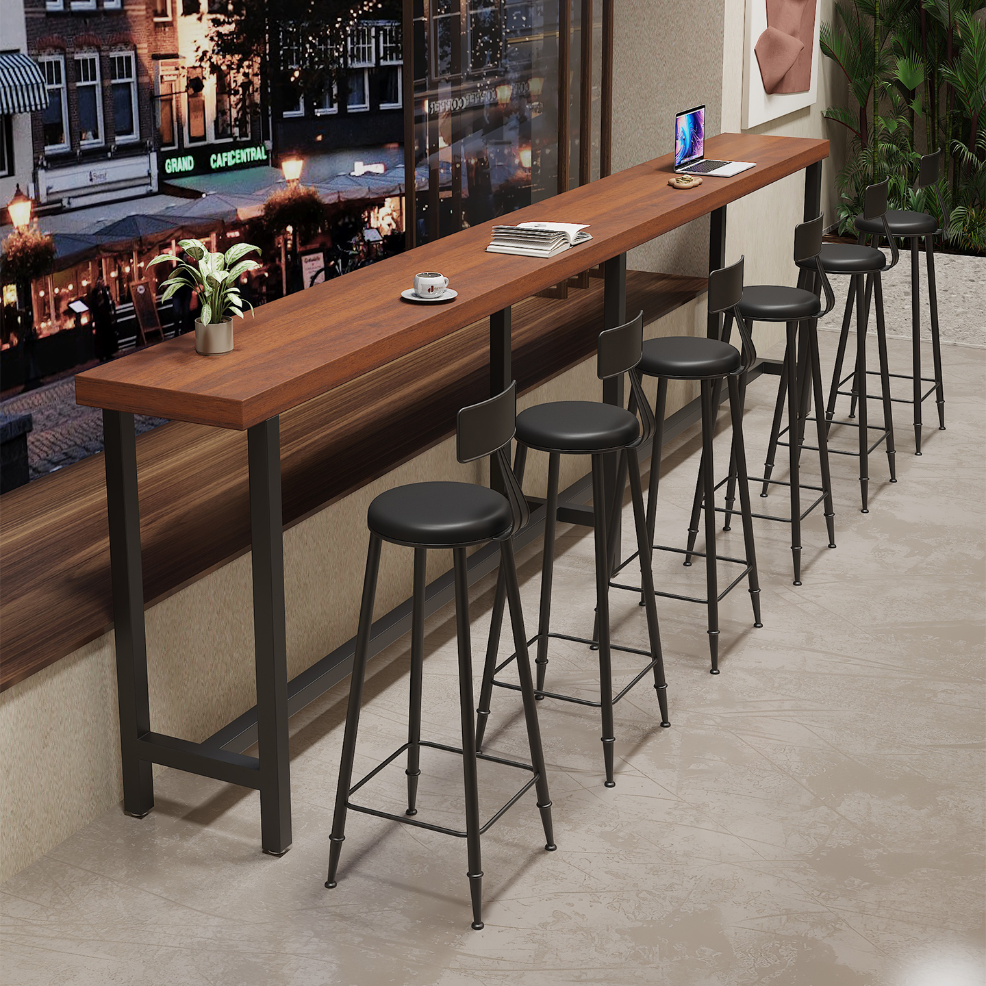 100/120/140cm Solid Wood Bar Table High Foot Table Narrow Table Living ...