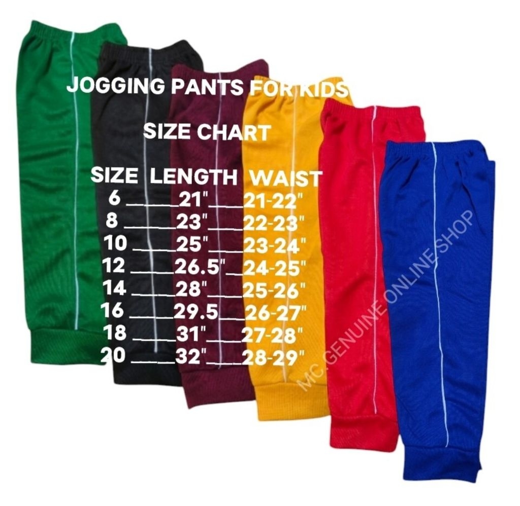 Jogging Pants PE School Uniform Unisex For Kids With Back Pocket ...