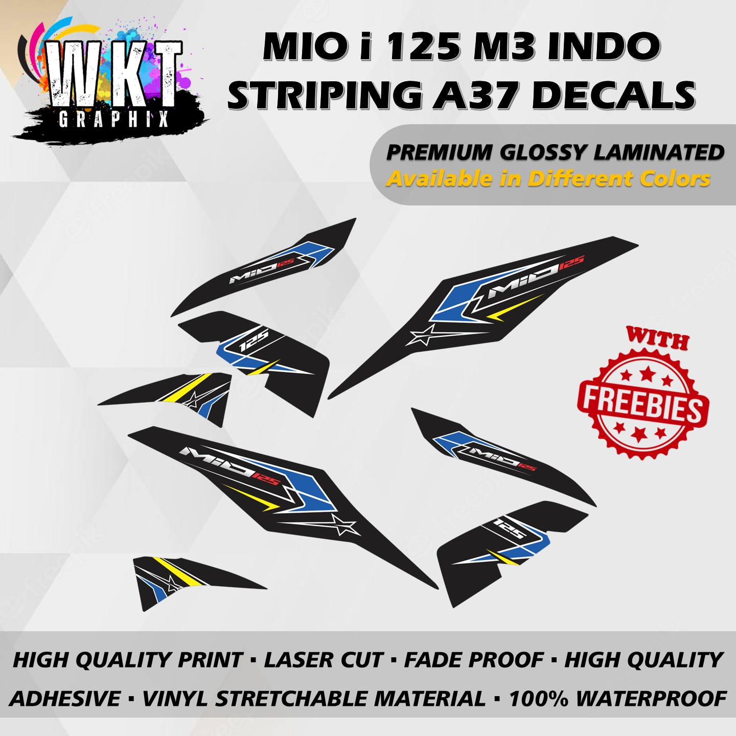 YAMAHA MIO i 125 M3 INDO STRIPING A37 DECALS STICKERS (WATERPROOF ...