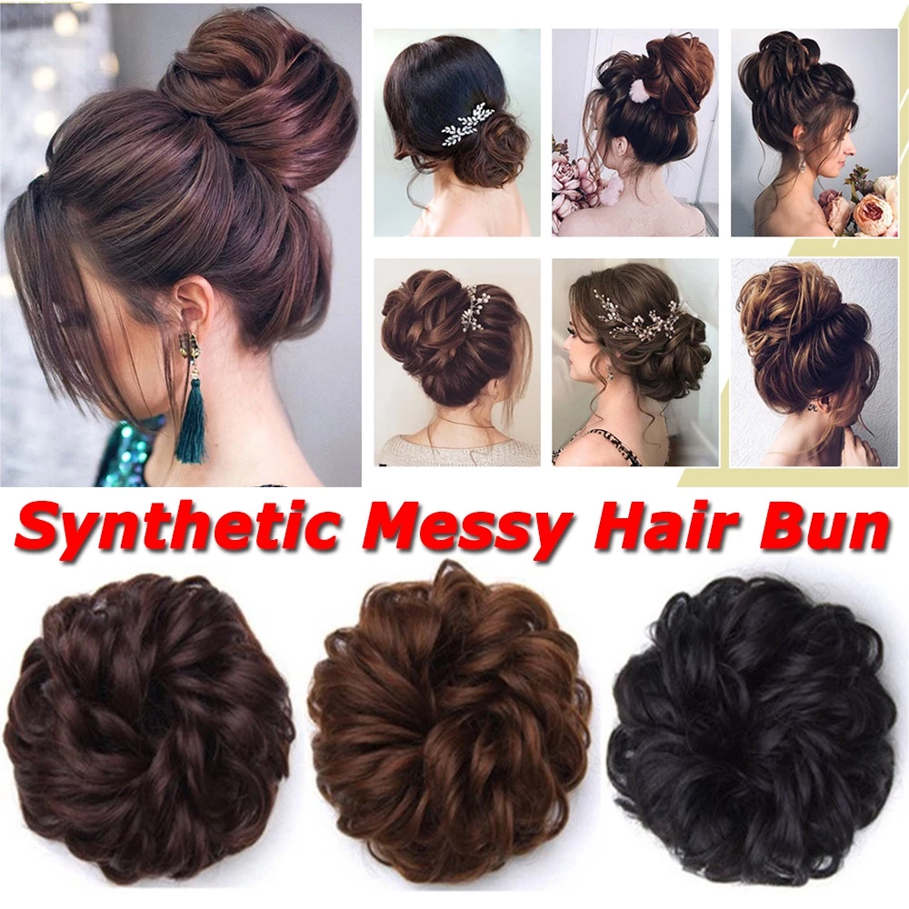 Synthetic Bun Hair Extension Elastic Bridal Donut Chignon Hair Wig ...