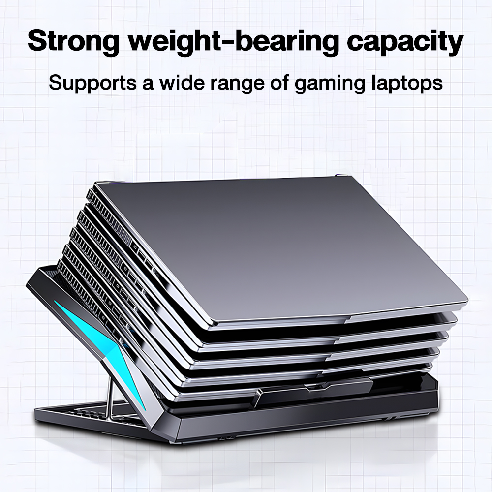 6 Fans Foldable Laptop Cooler Pad LED Light Fan Adjustable Height ...