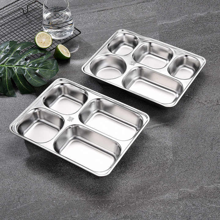 Food grade 304 stainless steel fast food tray partitions Adult meal box ...