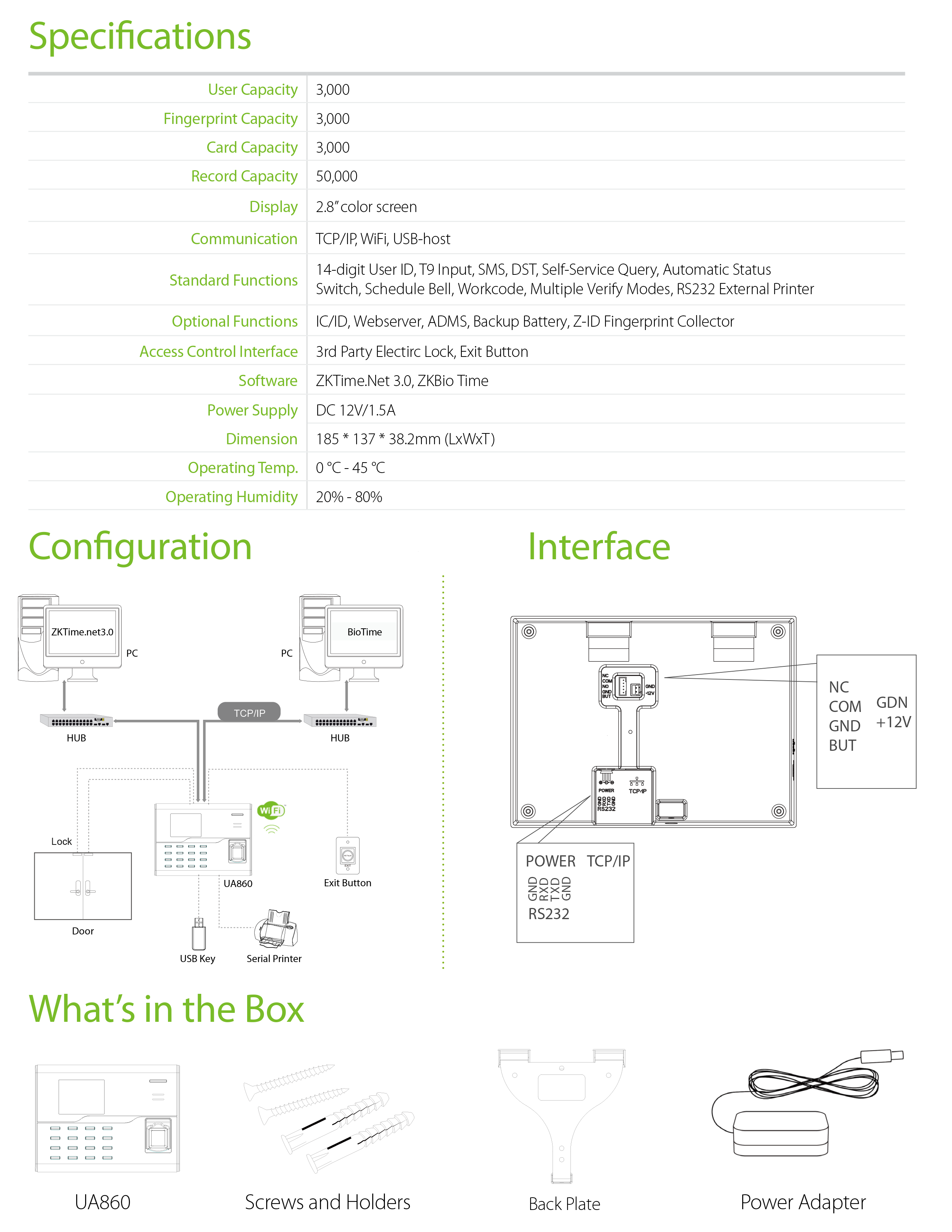 ZKTeco Fingerprint & RFID Time & Attendance Biometrics UA860 with ...