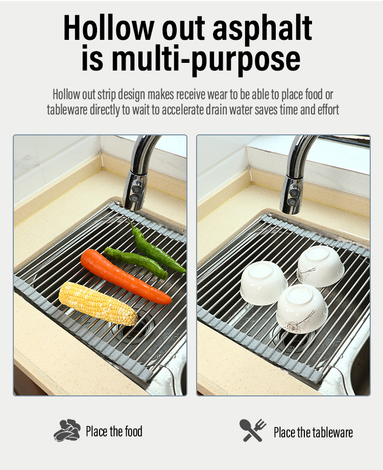 Foldable Dish Rack Over The Sink Drying Rack Stainless Steel Dish ...