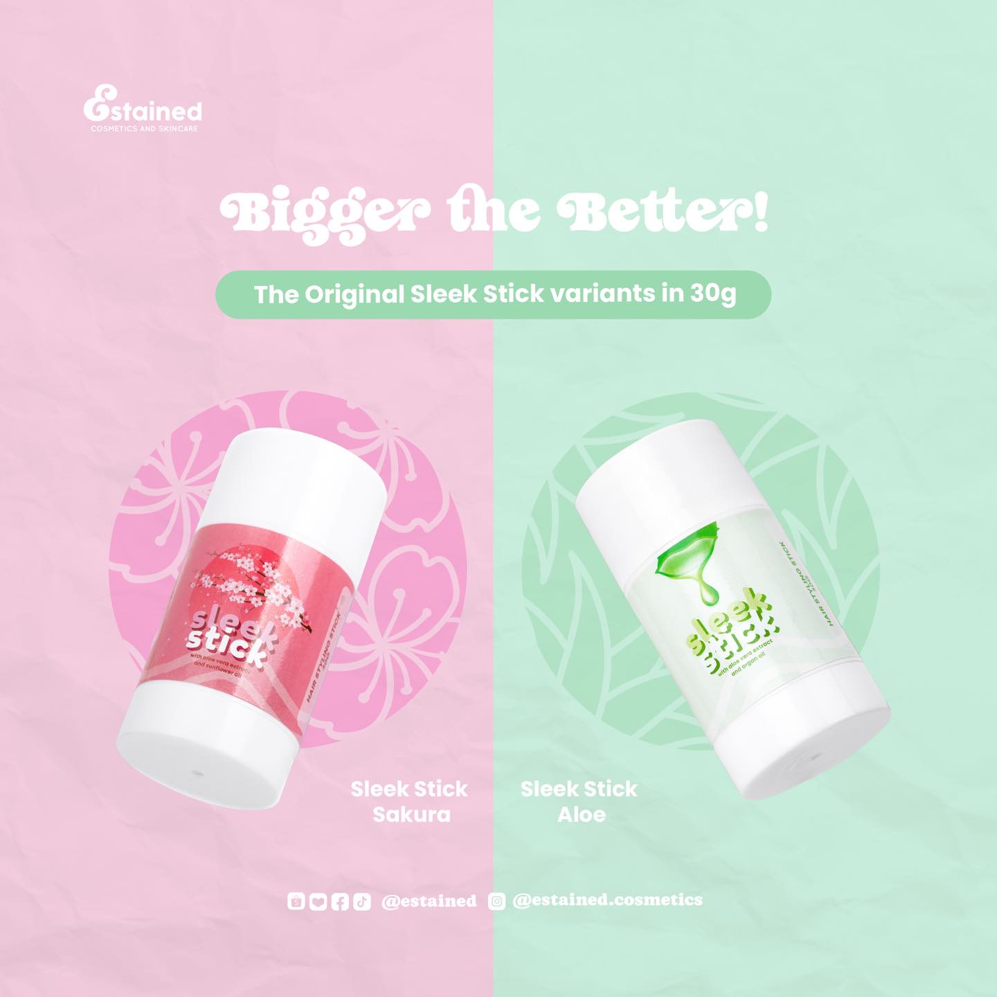 Estained Sleek Stick with Aloe Vera Argan Oil Sunflower Oil Keratin ...