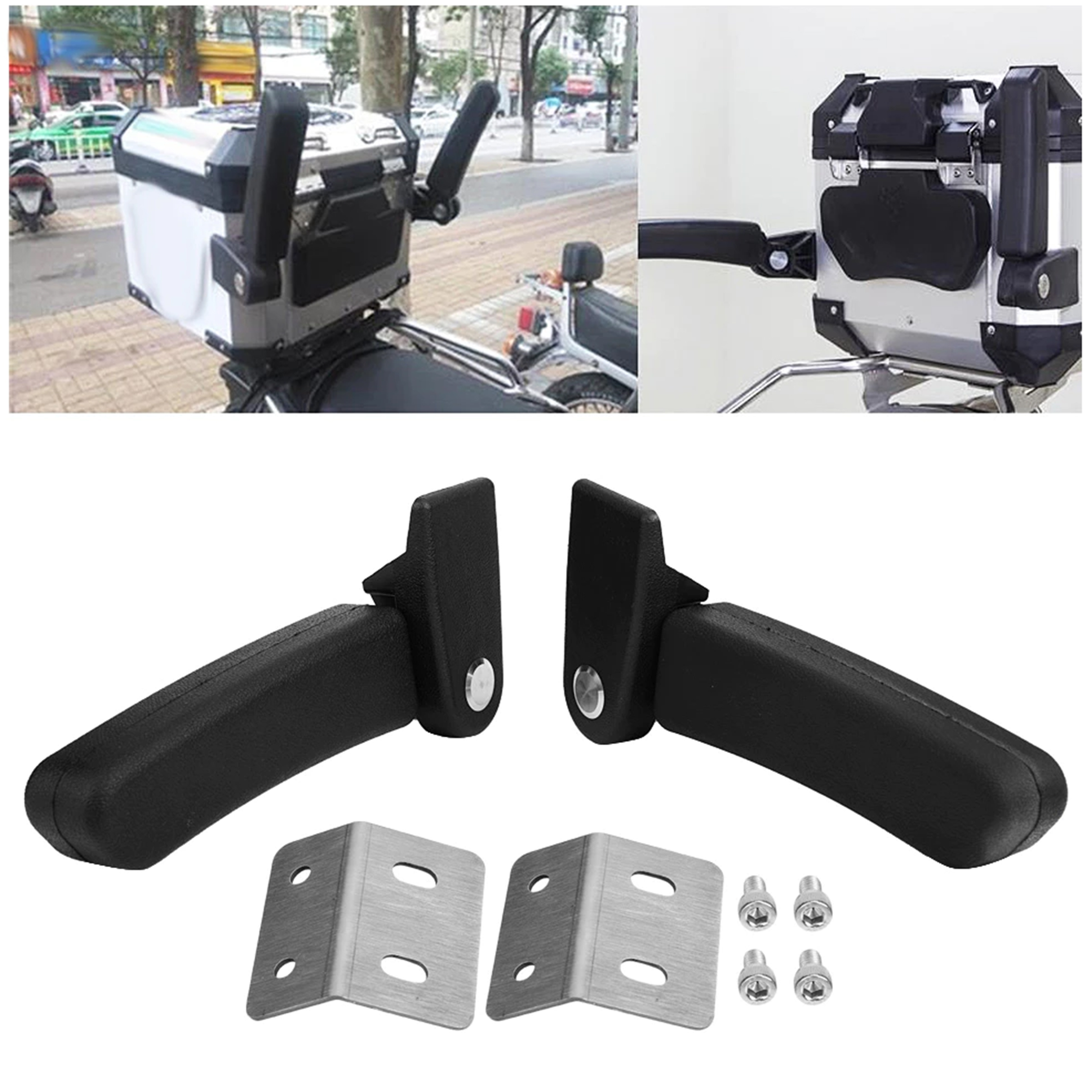 Rear Armrest Kit Alloy Folding Top Box Arm Rest Topbox Universal Motorcycle Rear Folding Top ...