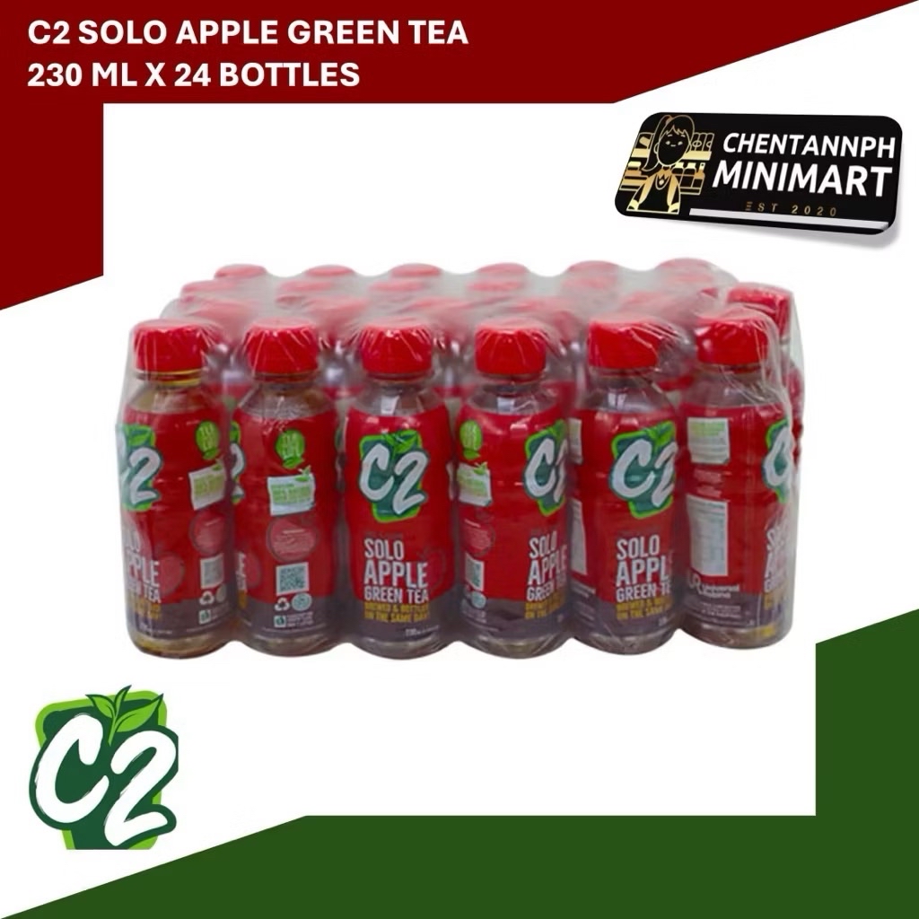 (2 Bundles) C2 Solo Apple and C2 Solo Lemon Green Tea 230 mL x 48 ...