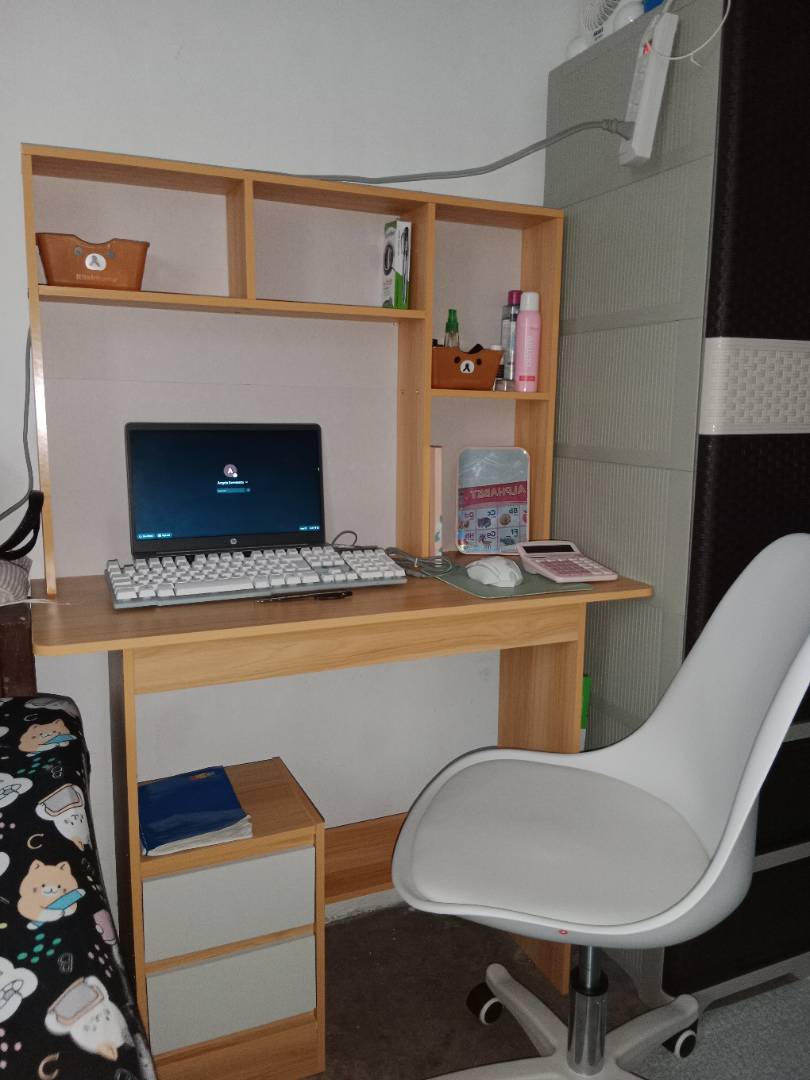 PUPU Study Table With Bookshelf Computer Desktop Home Office Table With ...