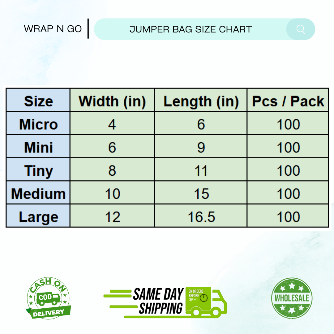 WnG Jumper Clear Plastic Sando Bag | Micro, Mini, Tiny, Medium, Large ...