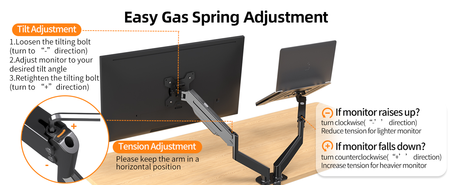 Inplay KMT-5 Laptop Monitor Mount Stand Bracket Gas Spring Monitor Arm ...