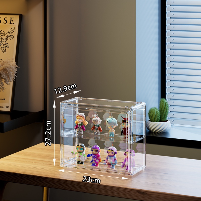 2/3-Tier Acrylic Organizer Dustproof/Wall-Mounted Blind Box Display ...