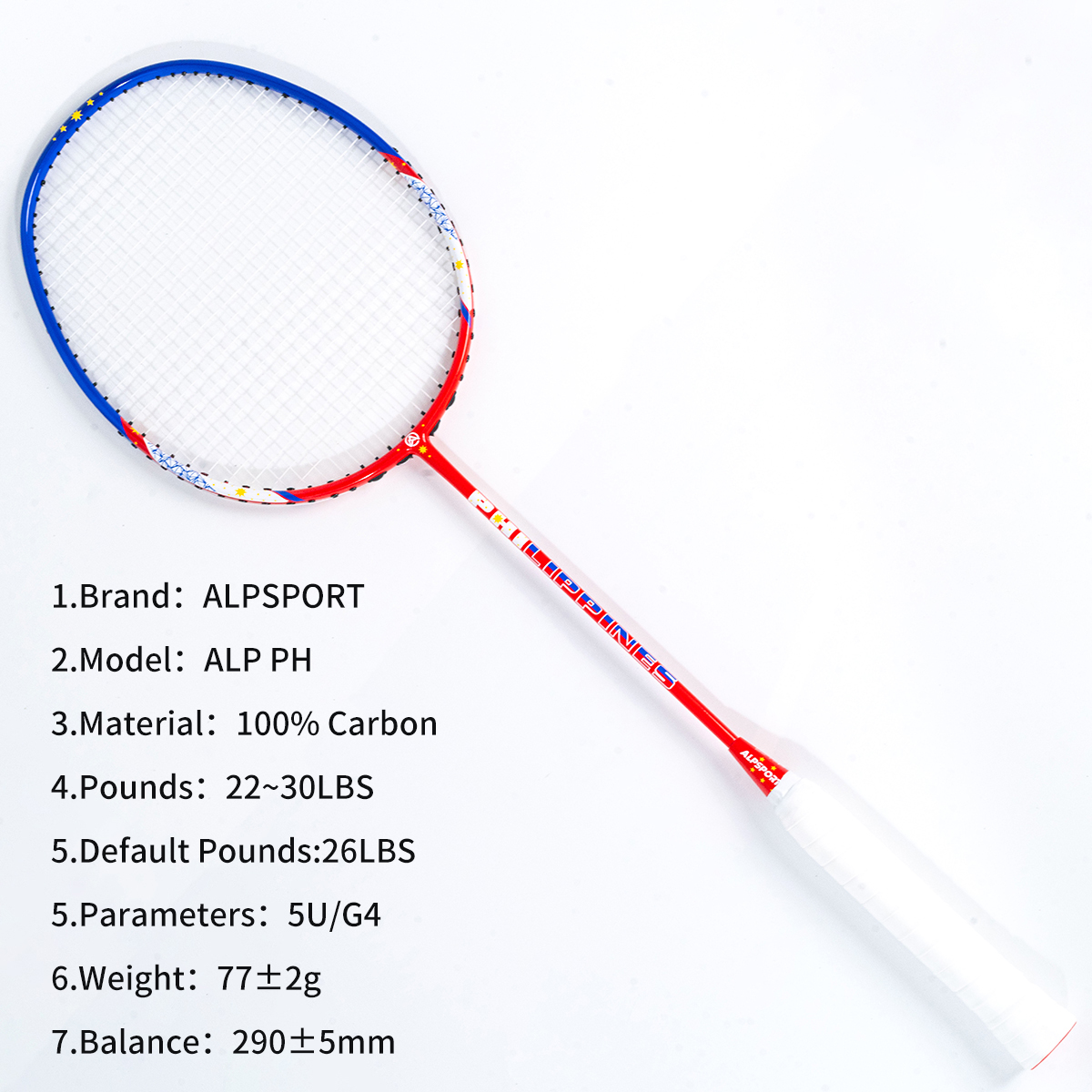 ALPSPORT PH Ultra-Light 5U G4 Badminton Racket Red Original 100% Carbon ...
