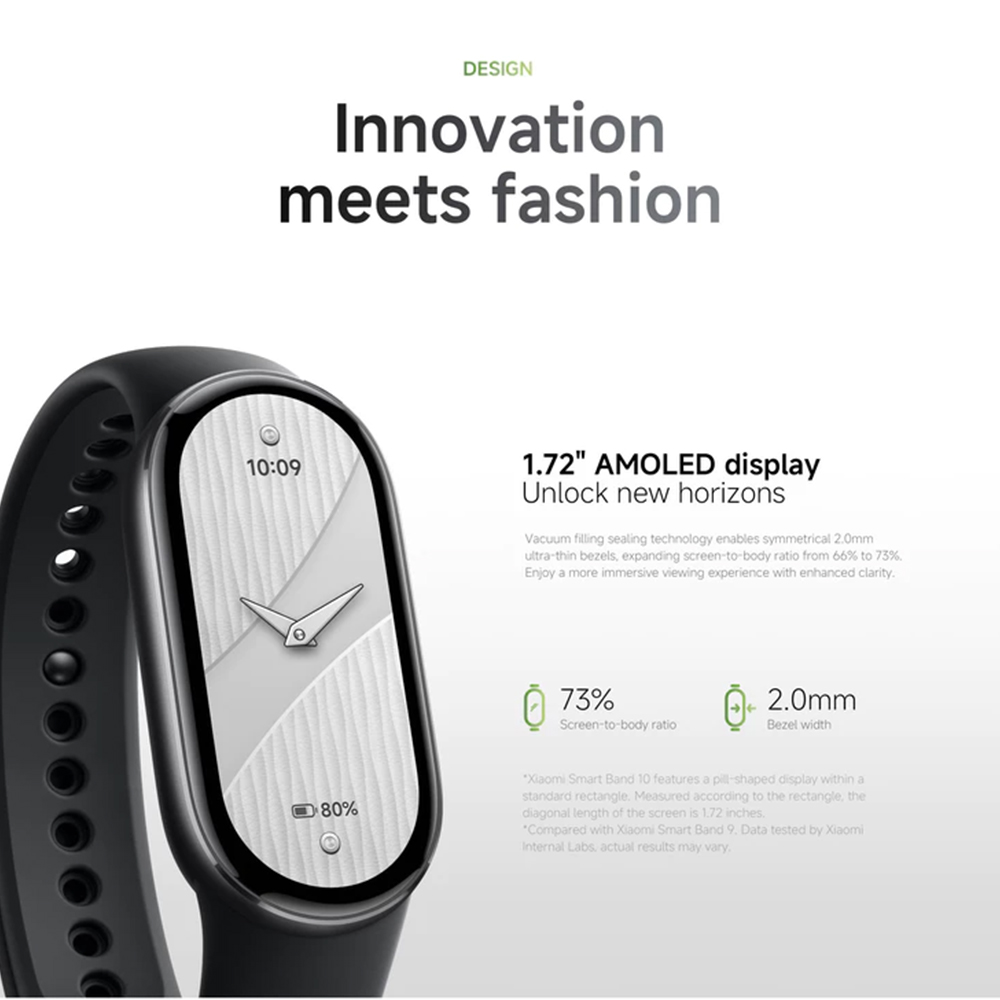 Xiaomi Smart Band 10 | 1.72-inch AMOLED Touch Display | 5ATM Water Resistance | 233mAh Battery ...