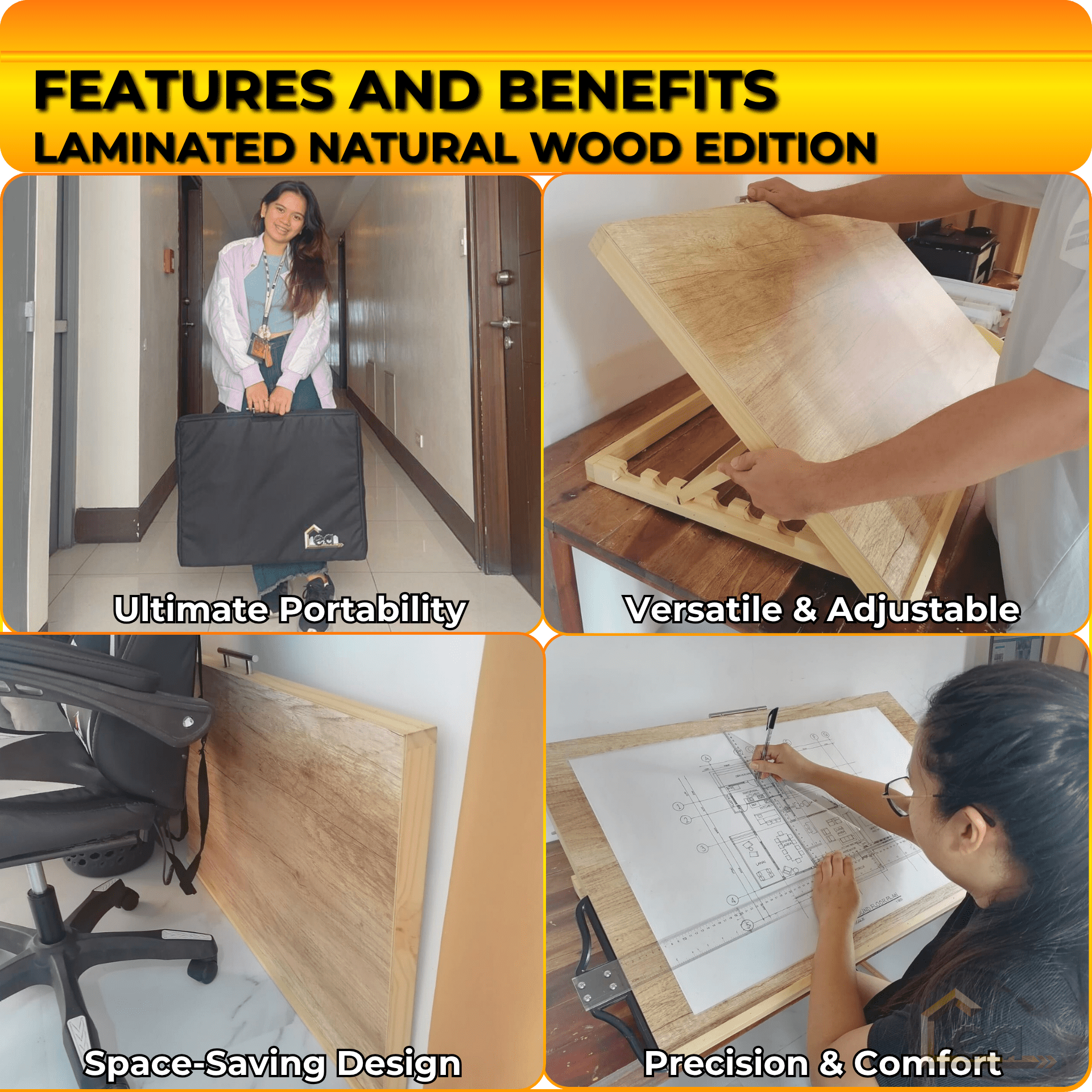 CEA Portable Drawing/Drafting Table Board | Laminated Natural Wood for ...