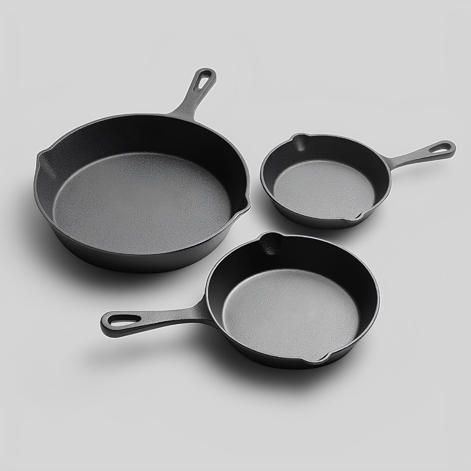 16cm 20cm 25cm Premium Heavy Duty Cast Iron Frying Pan Non Stick ...