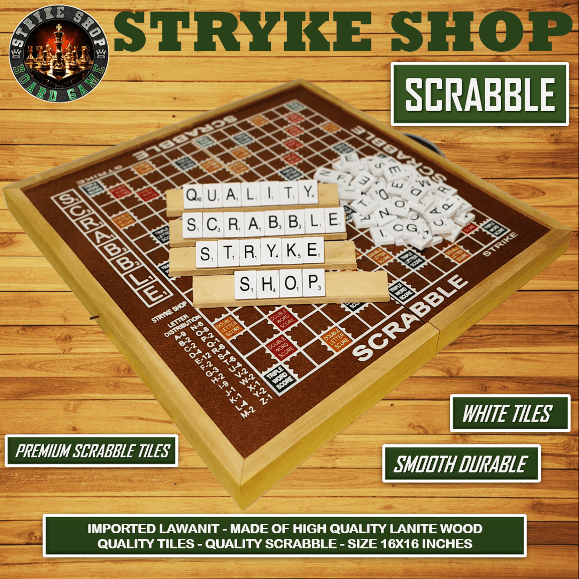 Scrabble Wooden Foldable Board Gamed – Premium Tiles & Free Storage ...