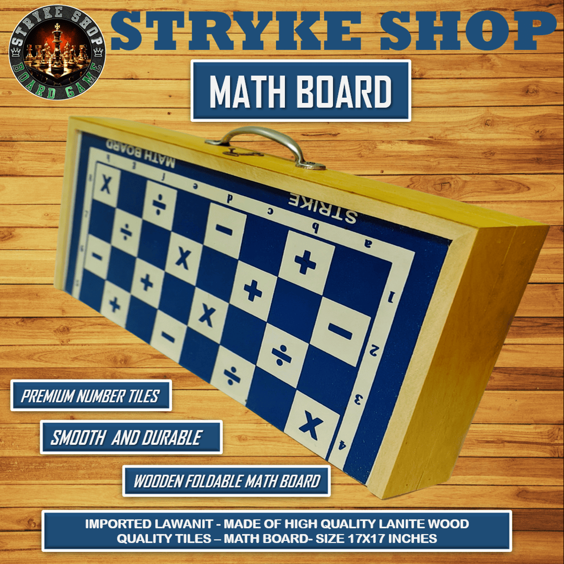 Premium Wooden Damath Board – Educational Math & Strategy Game ...