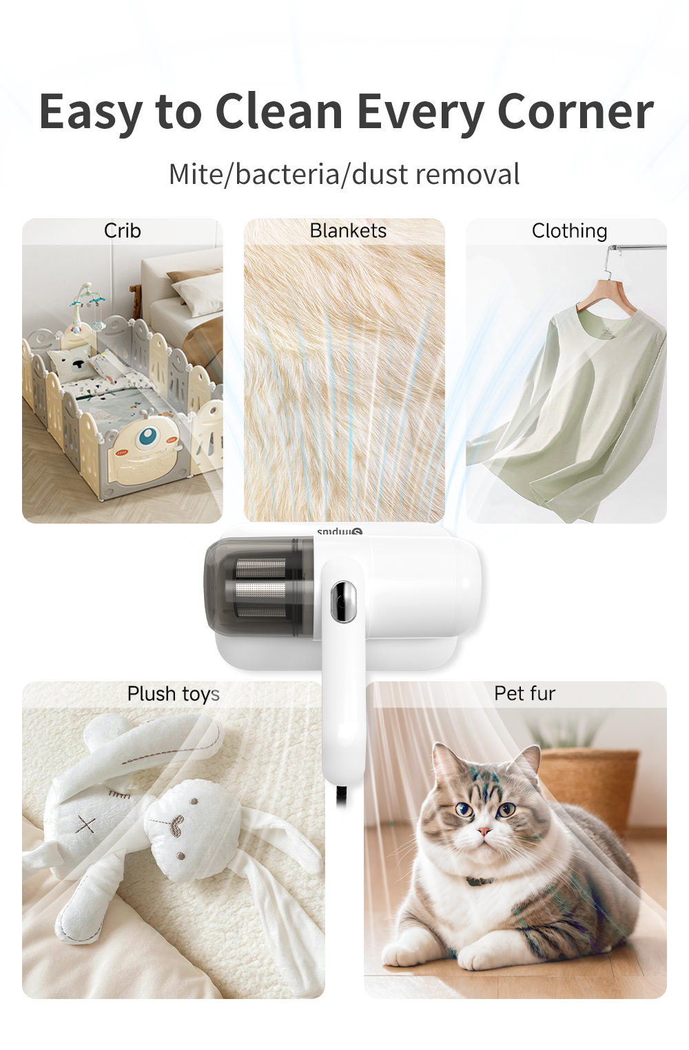 Simplus Dust Mite Vacuum Cleaner For Bed and Sofa With 3-Stage ...