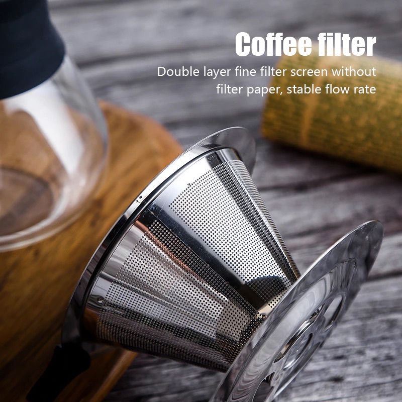 Stainless Steel Reusable Coffee Filter Holder Pour Over Mesh Tea ...