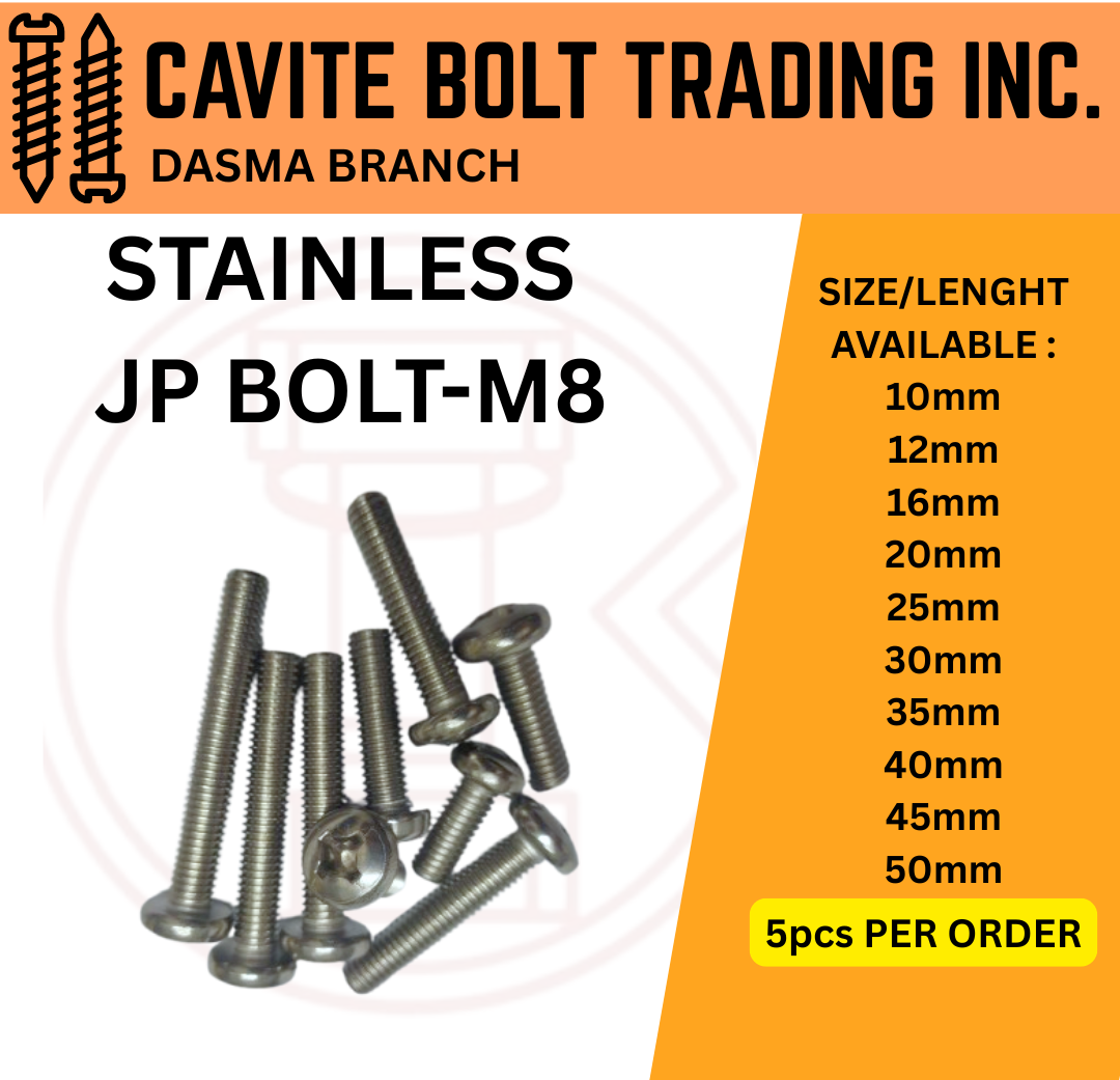 Stainless A304 JP Bolt- M8 Lenght :10mm-50mm 5pcs per order | Shopee ...