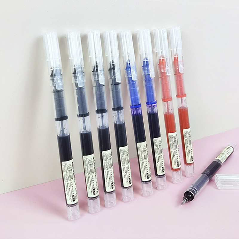 5pcs Straight Liquid Pen 0.5mm Gel Pen Quick-Drying Rollerball Neutral ...
