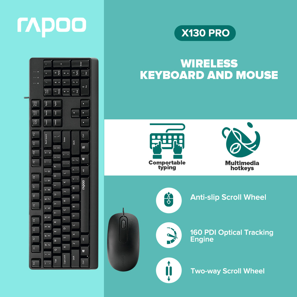 RAPOO X130Pro Wired Optical Mouse & Keyboard Combo | Shopee Philippines