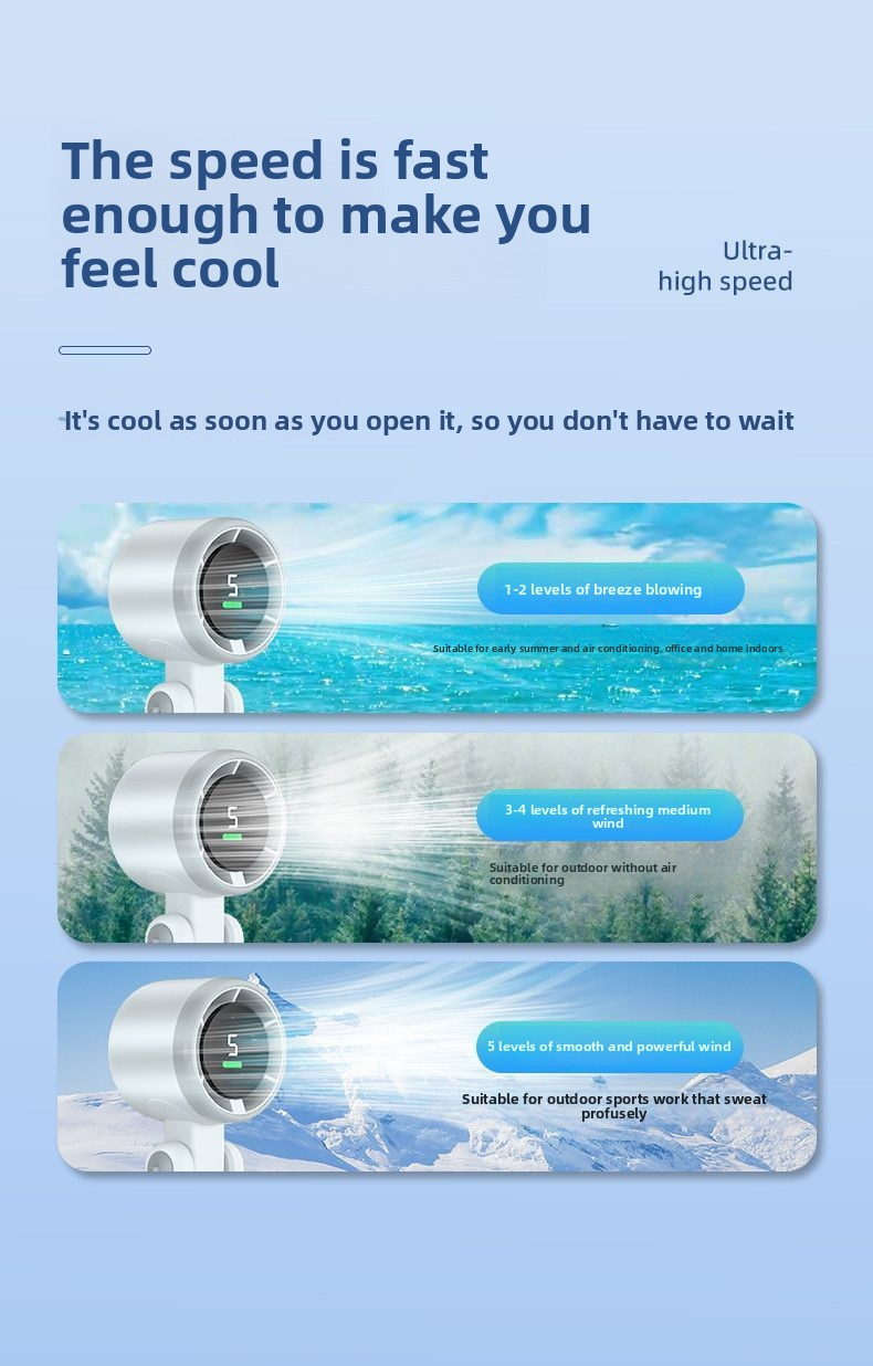 N607 Handheld Fan Turbo Fan Portable Foldable MINI pocket5 Speeds USB ...