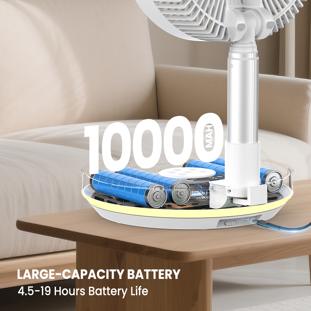 Orashare DSF01 10 Inch Stand Fan Oscillating 10000mAh Rechargeable Fan ...