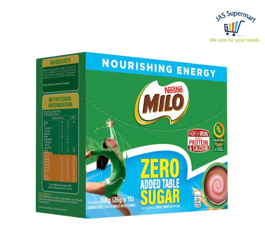 Milo Zero Added Sugar Chocolate Drink 10 Sachets x 26g – Healthy Milo ...
