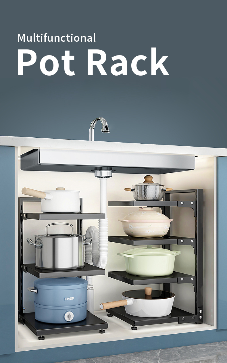 Kitchen rack Kitchen Pan Organizer 2-5 layer Pot Rack Adjustable ...